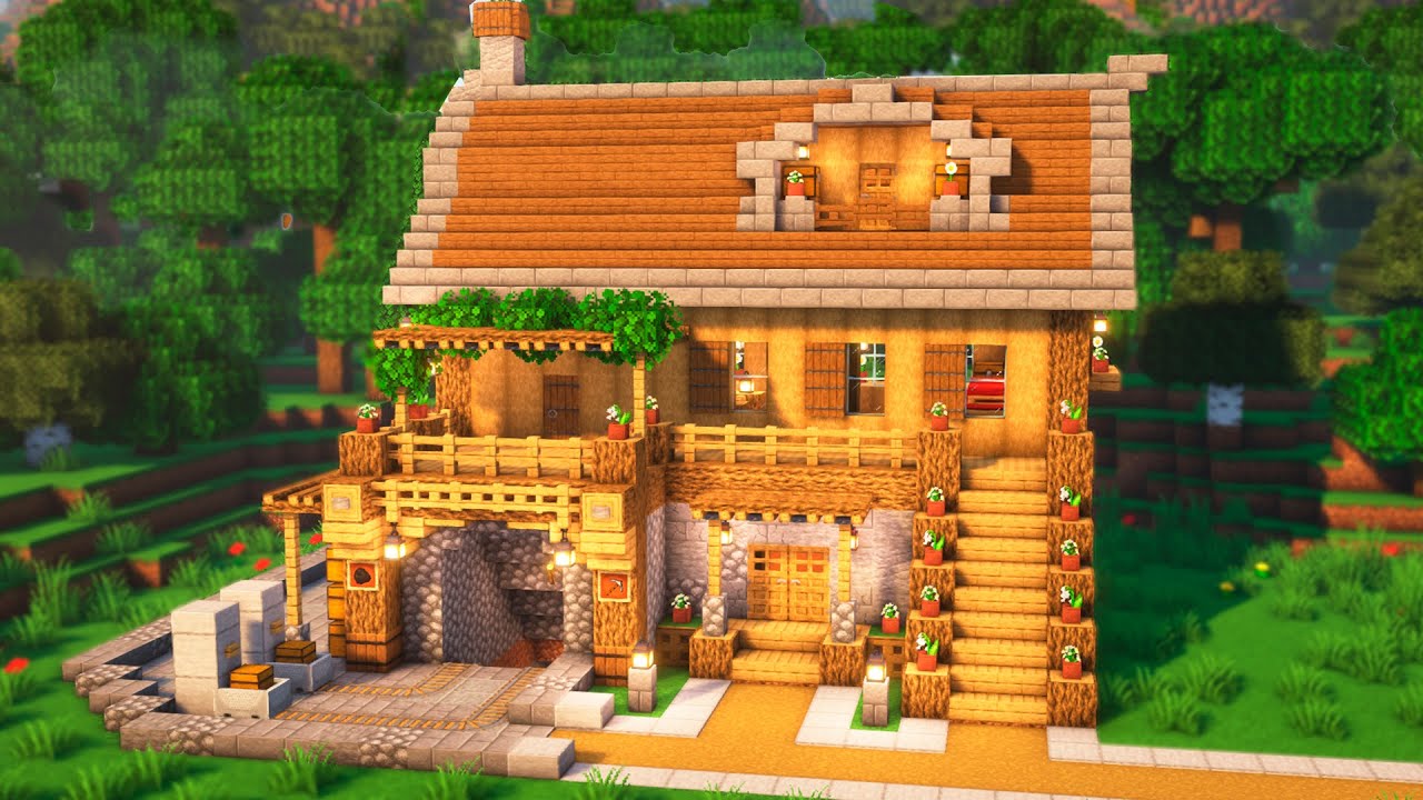 Minecraft: How to Build a Starter House with Mine Entrance | Tutorial ...