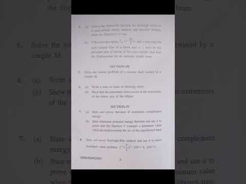 Question paper of Mechanics of solids ll(M.Sc. Mathematics)(May 2025)(KUK)