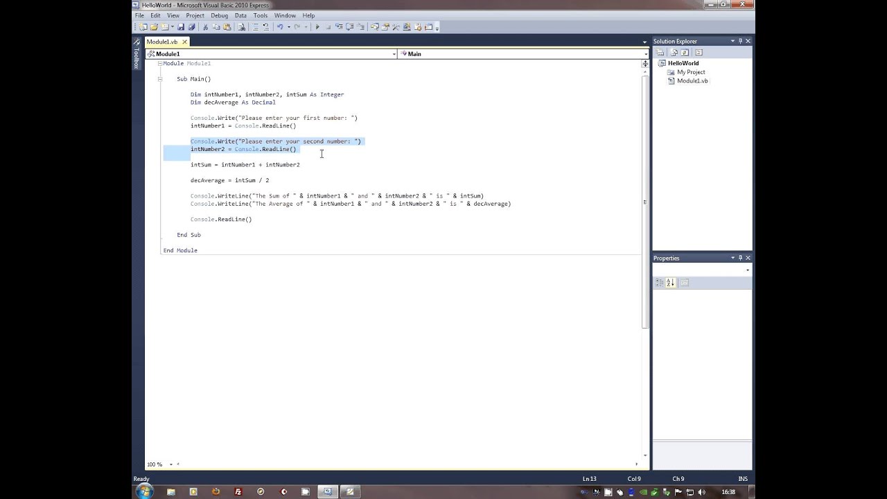 VB Programming 2 - Calculations and Concatenations