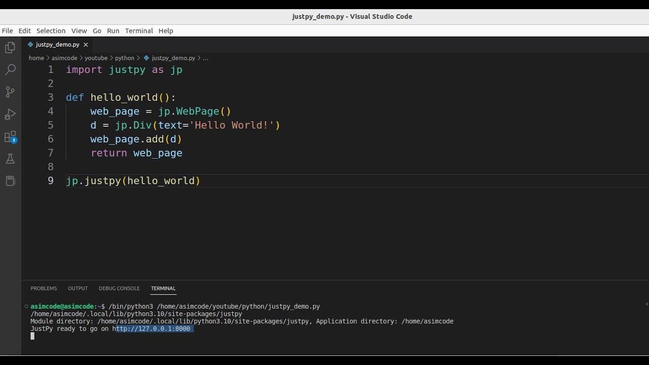 Making a Simple Web App using the JustPy framework