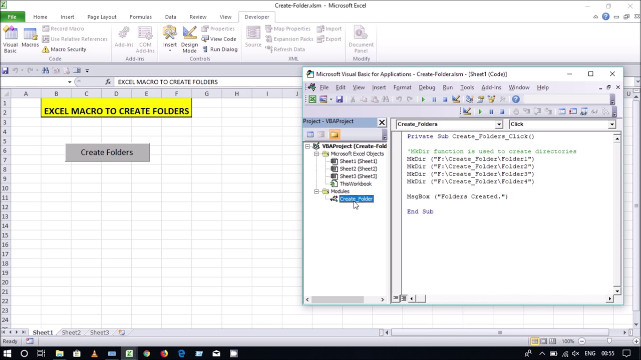 Excel VBA: Macro To Create Folders