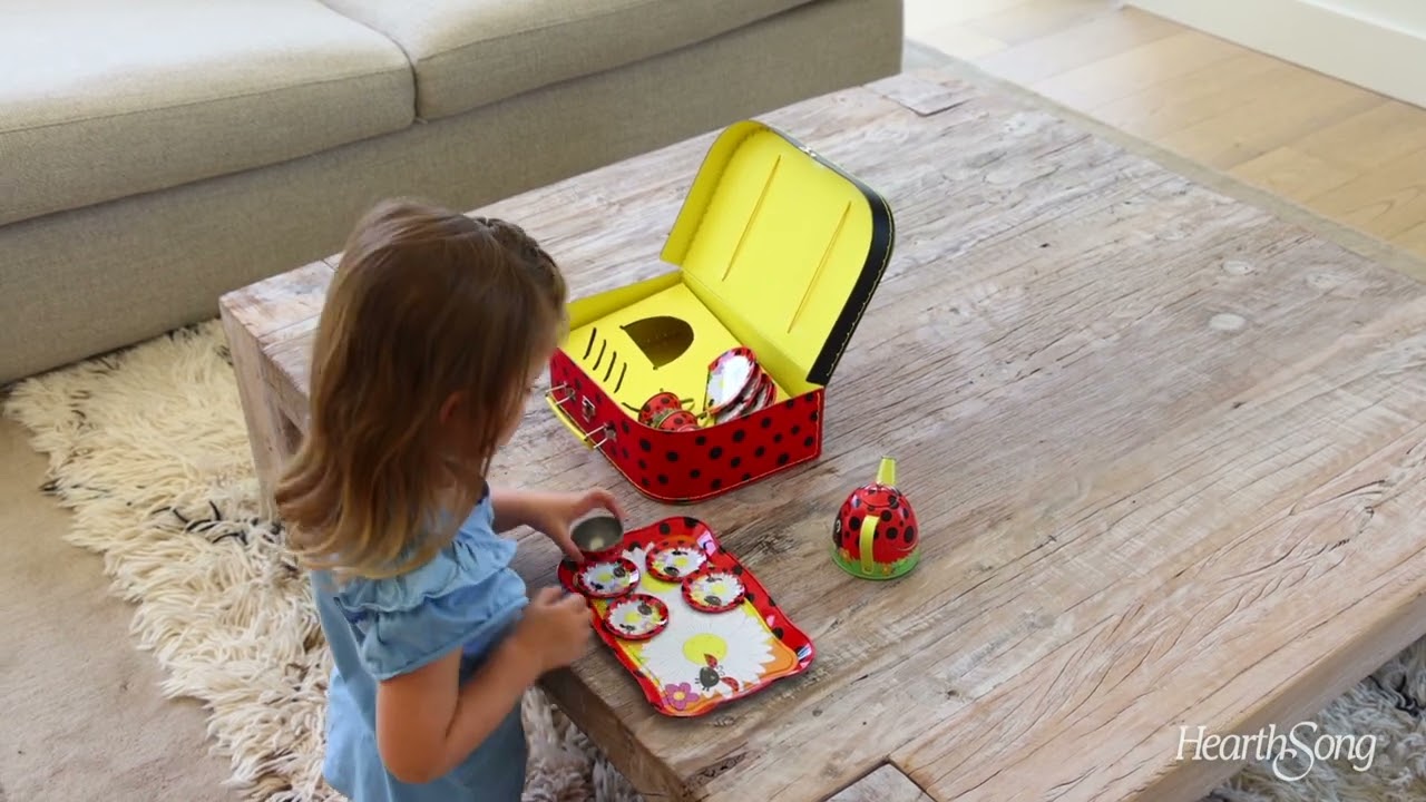 Ladybug Pretend-Play Tin Tea Set