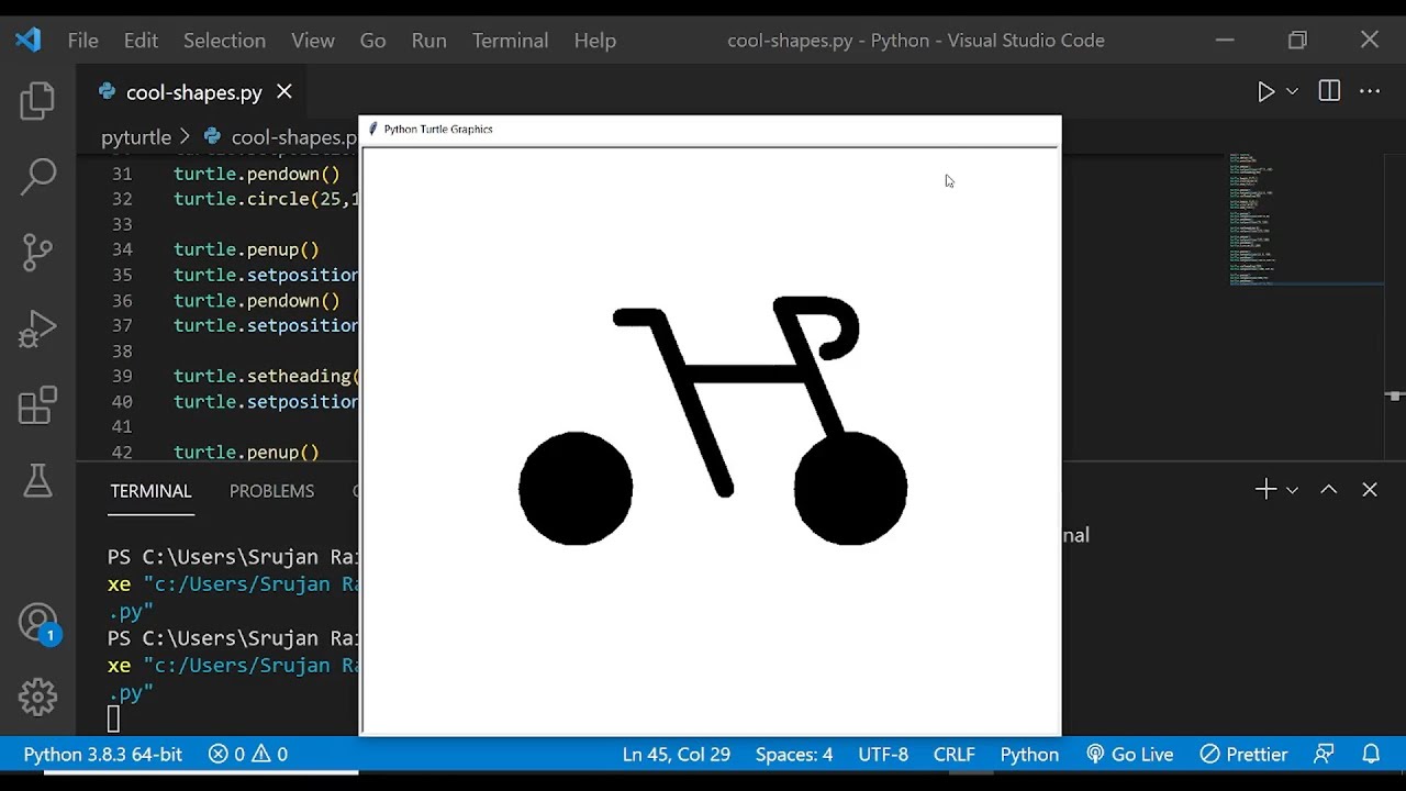 Bicycle Drawing Using Python Turtle | Python Turtle Graphics | Python me cycle kaise banaye? |