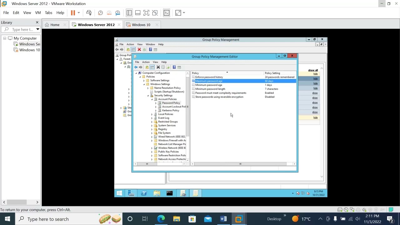 Lesson 9.4: Setup password policy using default domain policy