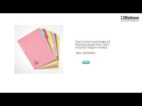 Elba 10 Part Card Divider A4 Assorted Made from 100 recycled 160gsm manilla BX05000