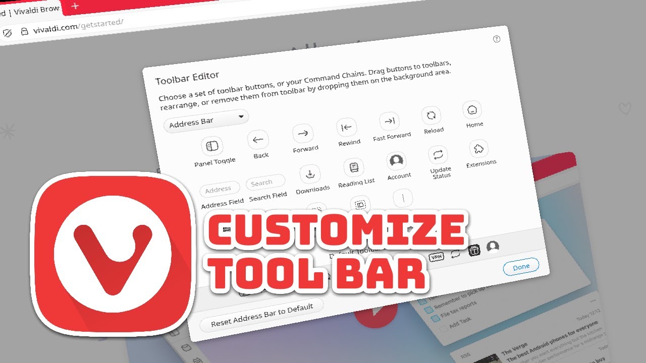 Customize Toolbar in Vivaldi (Tutorial)