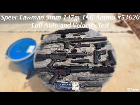 Speer Lawman 9mm 147gr TMJ Ammo #53620 Full Auto and Velocity Test @SGAmmo