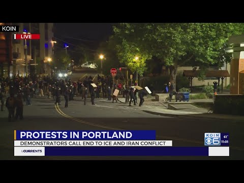 Protests in Portland rally against ICE, possible war in Iran