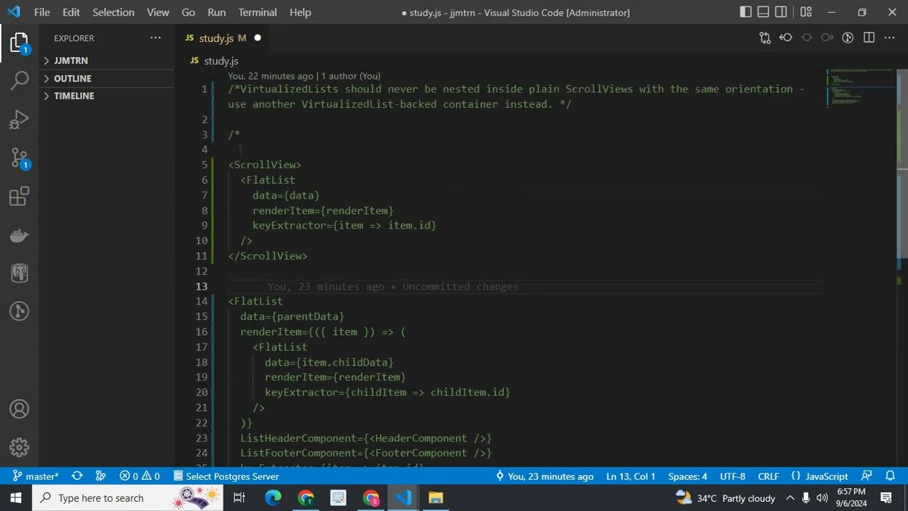 VirtualizedLists should never be nested inside plain ScrollViews with the same orientation Flatlist