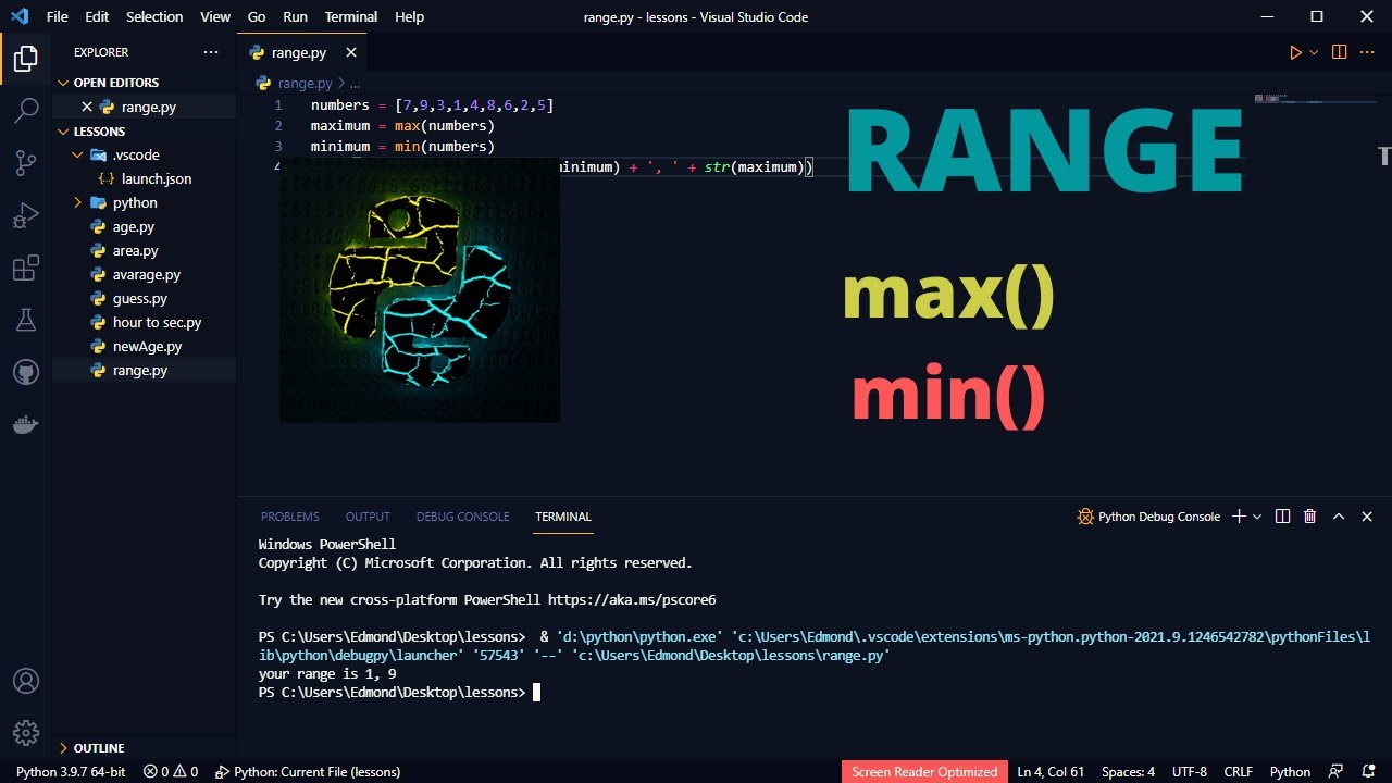 How to calculate Range with python