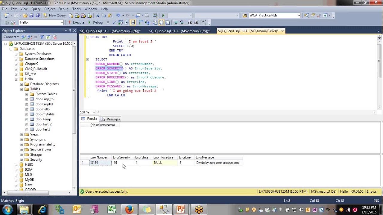 Exception Handling in SQL Server