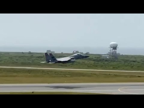 F-15 fighter jets over Nantucket Island, Thursday, July 27, 2023