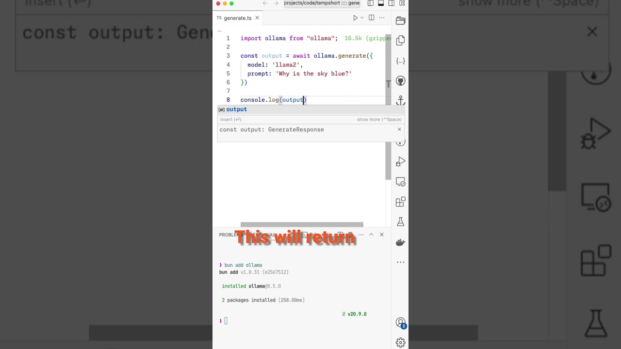 This is the easiest way to generate from #ollama with #javascript