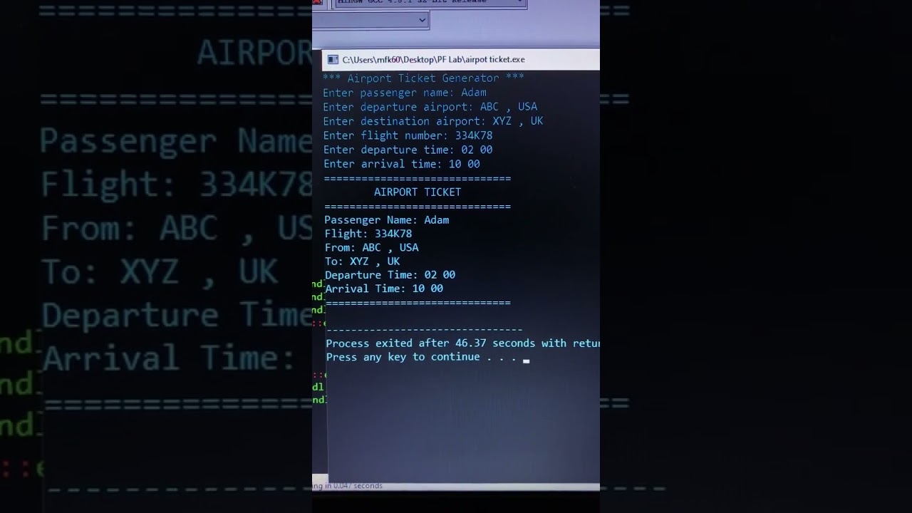 airport ticket c++#codingninja #coders #coderstokyo #codelife #codemasters #codinglife #code #coding