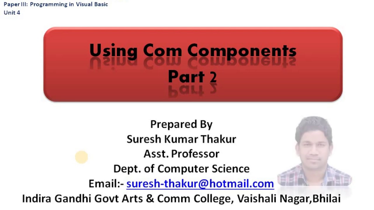 Using Com Components in visual Basic