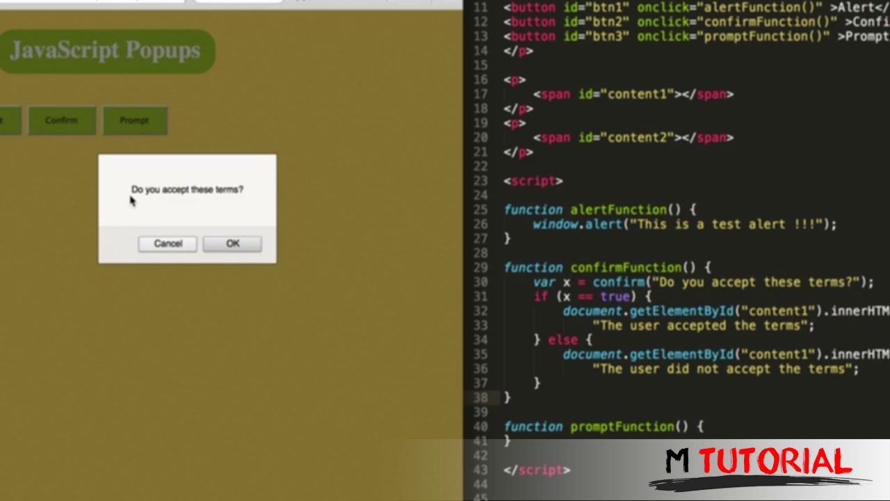 Tutorial JavaScript for beginners #52   JavaScript Popups # M Tutorial