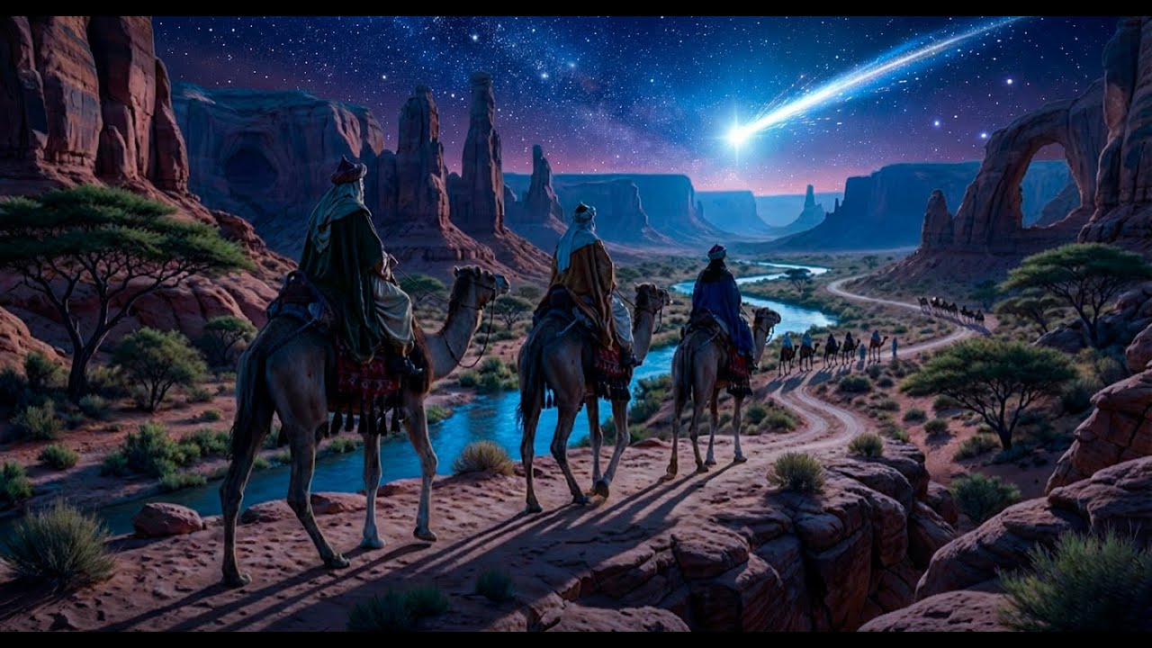 Fondo de la llegada de Reyes Magos y Estrella de Belén en Bucle 🐫✨ Pantalla de Navidad Relajante 4K