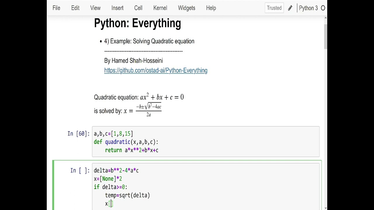 Python Exercise: Solving Quadratic Equation