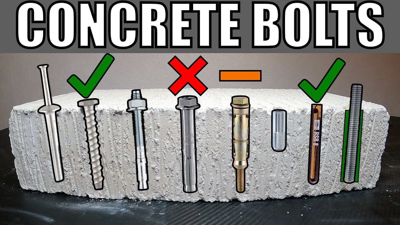 CONCRETE ANCHORS FIXINGS AND BOLTS - 8 DIFFERENT METHODS FOR FIXING INTO CONCRETE