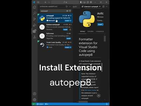 VSCode how to format code. There is no formatter for python files installed