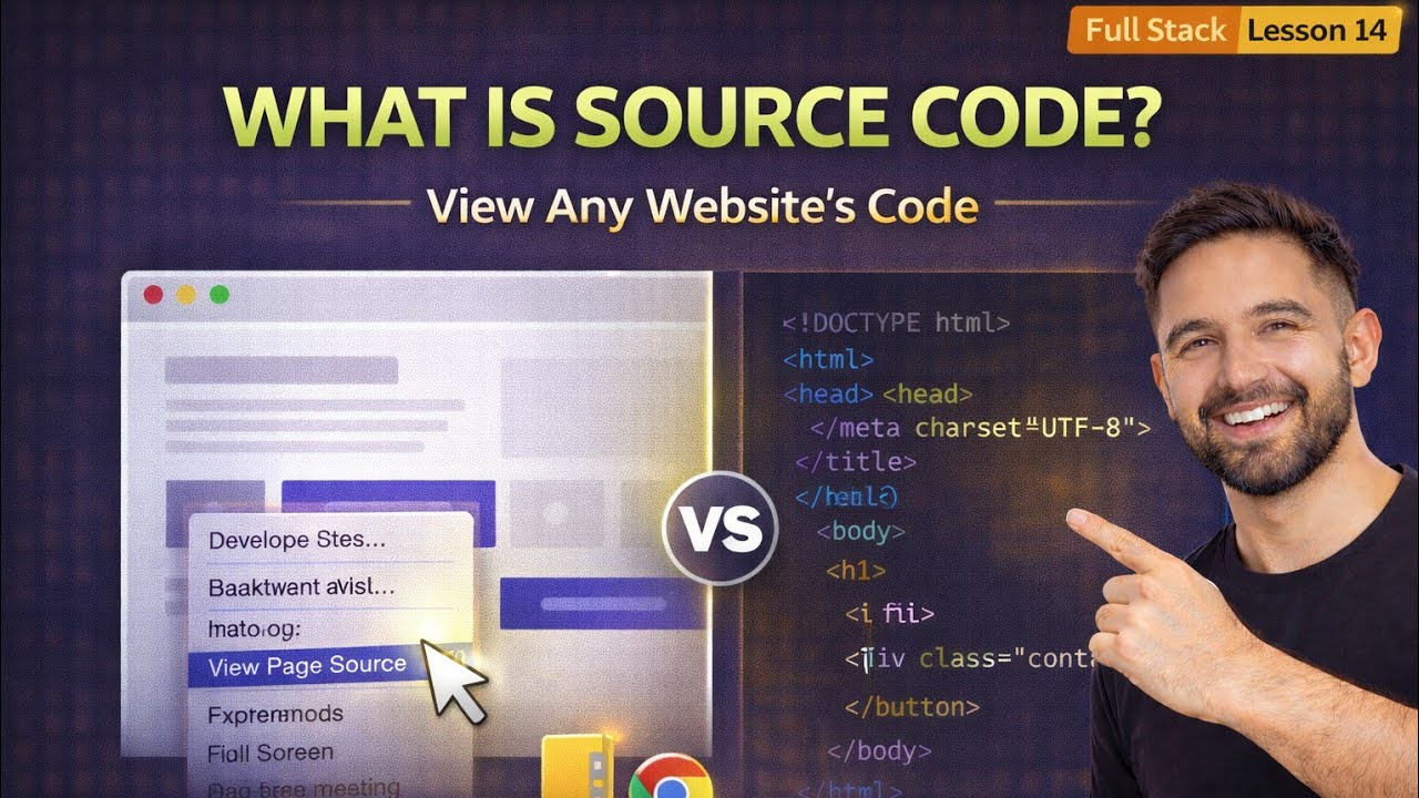 What is Source Code? How to View Website Code in Chrome | Full Stack Lesson 14 (2026)