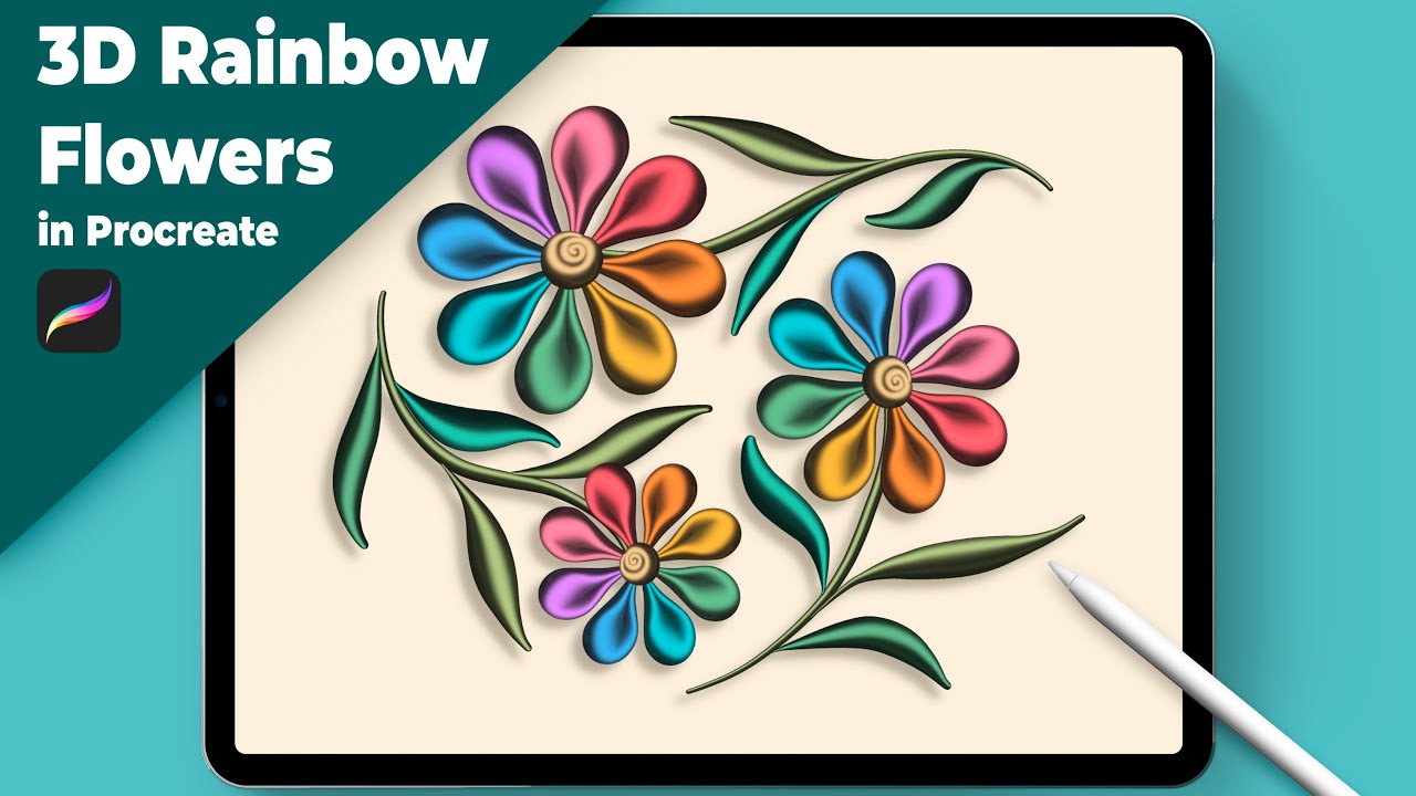 3D Rainbow Flower Tutorial in Procreate