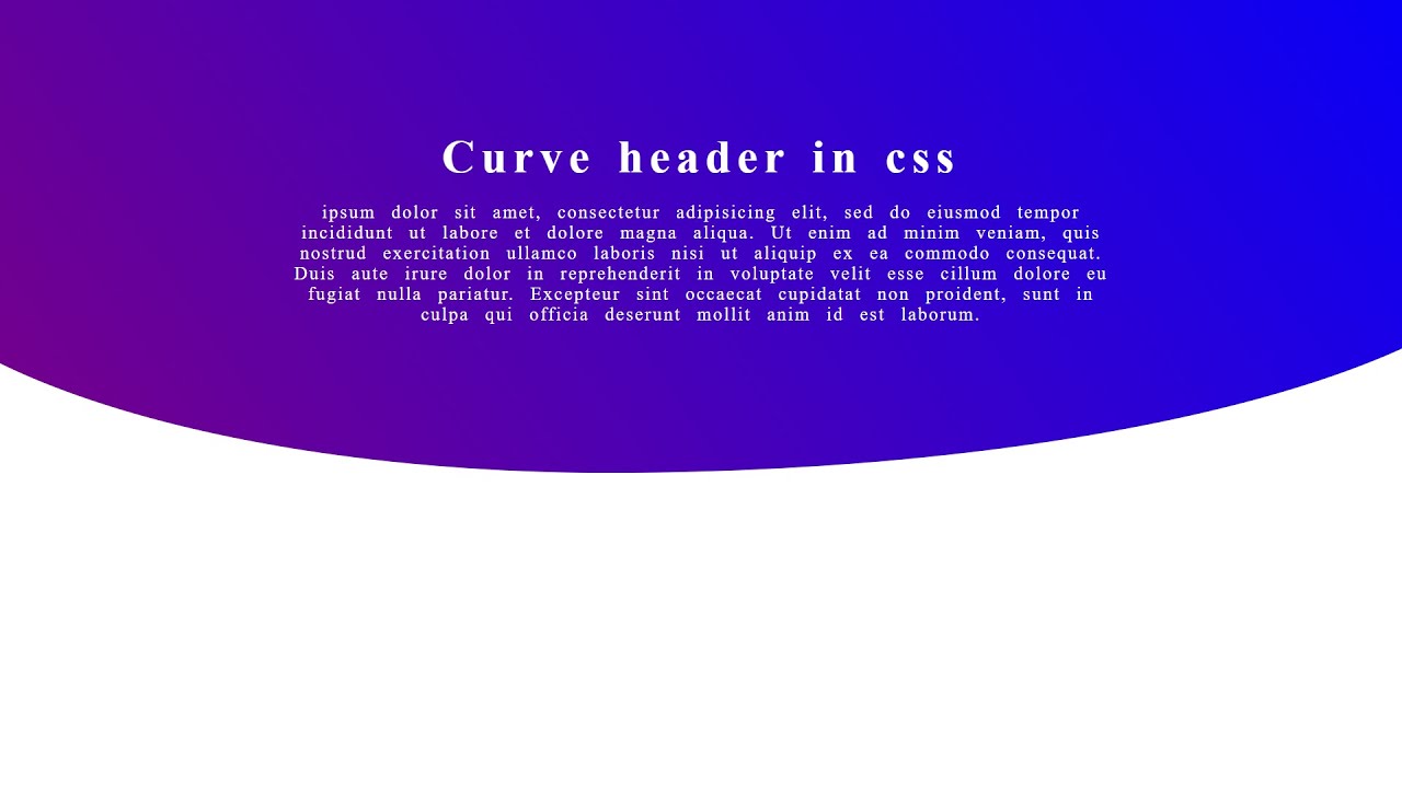 Curved header in html and css | Computer Science