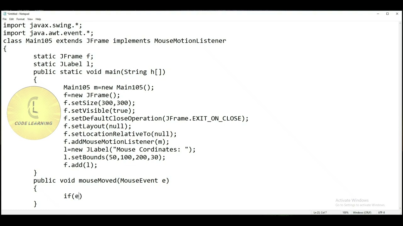 Java | Swing package 'MouseMotionListener #2' | CodeLearning