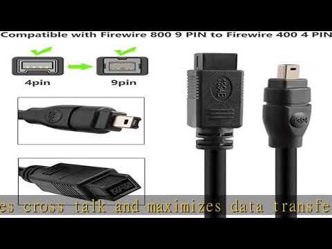 Pasow FireWire Cable 9 Pin to 4 Pin IEEE 1394 Firewire 800/400 Cable 6 Feet