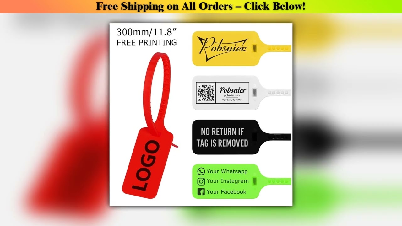 1000pcs Custom Logo Tag Zip Ties Off Labels White Plastic Security Seals Garment Clothes Shoe