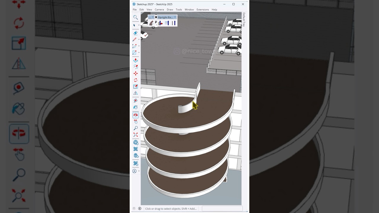 Designing an efficient spiral ramp for a multi-floor parking garage in SketchUp. #nicetower #art