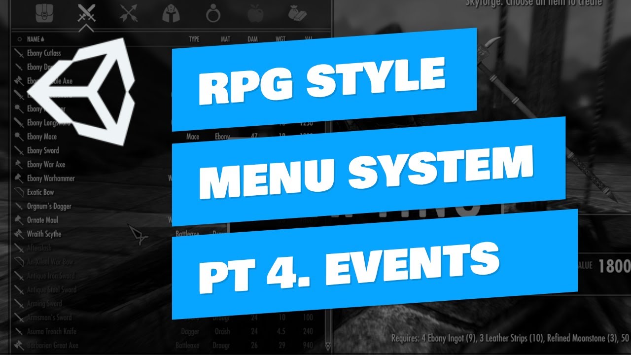 Unity RPG Inventory Menu System - Events