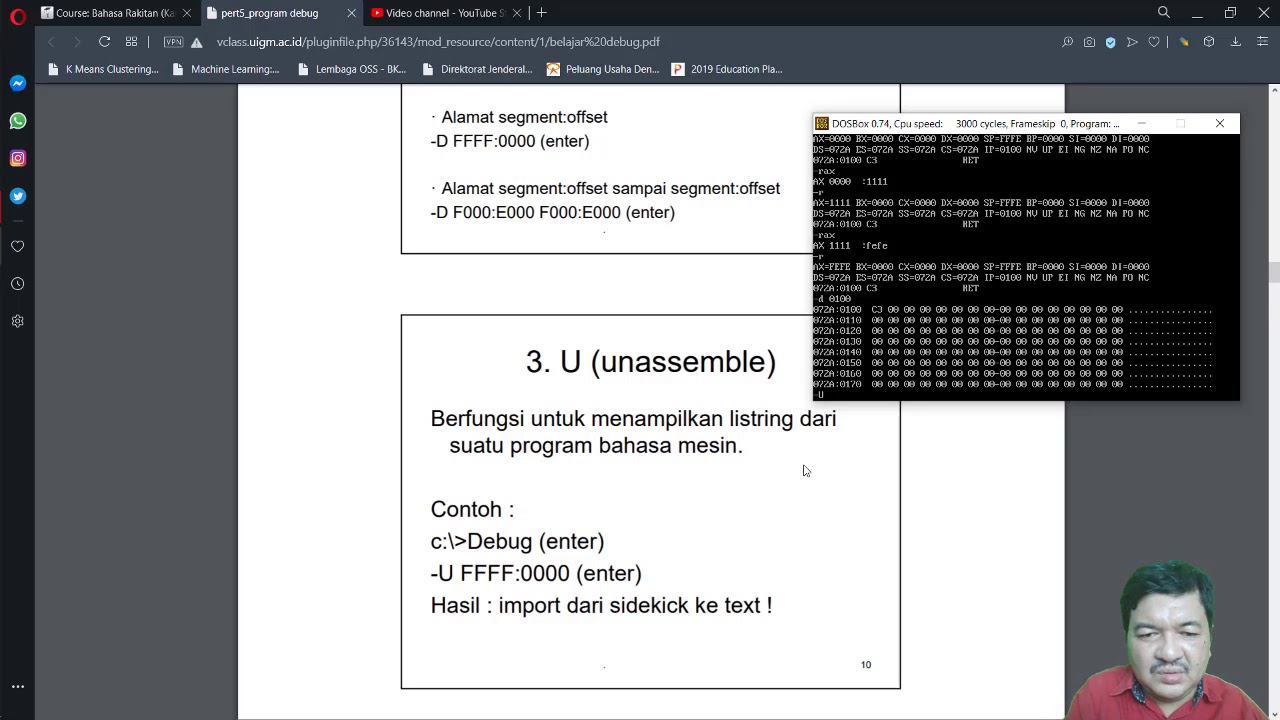 Pemrograman assembly dengan debug.com