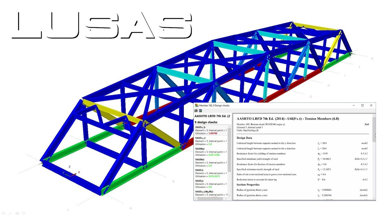 Steel bridge design to AASHTO LRFD 7th Edition using LUSAS