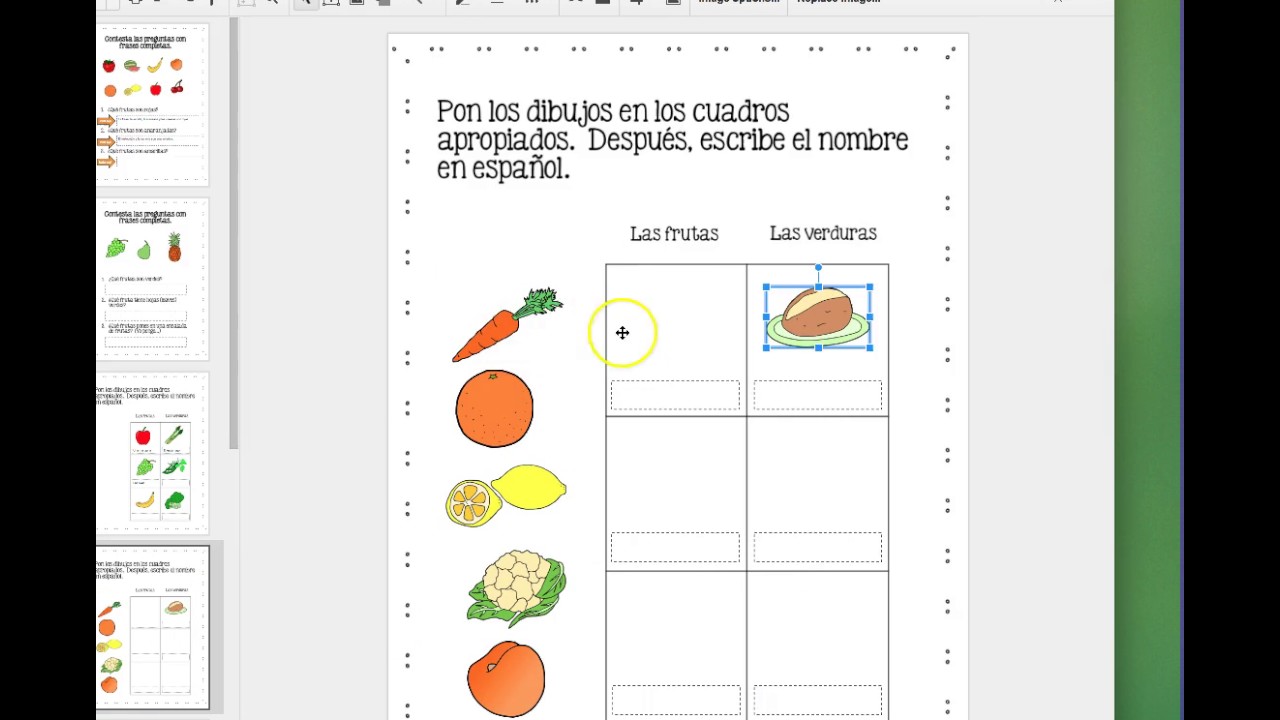 La comida Google Drive Activities
