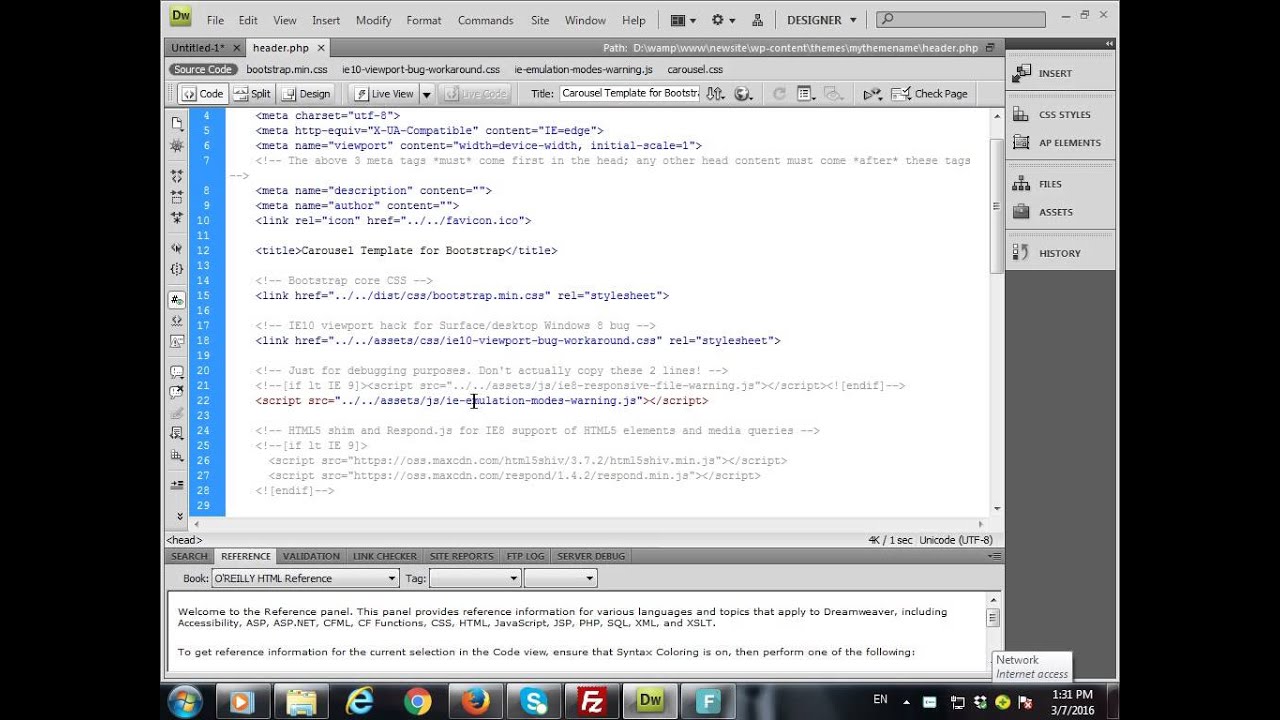 WordPress Tutorial - How to create a Bootstrap WordPress Theme - Step 3