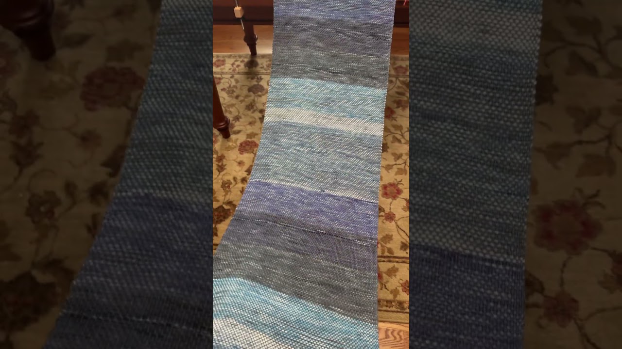*SOLD* blues and grays table runner coming off the loom #apexnc #tabledecor #etsy #tablerunner
