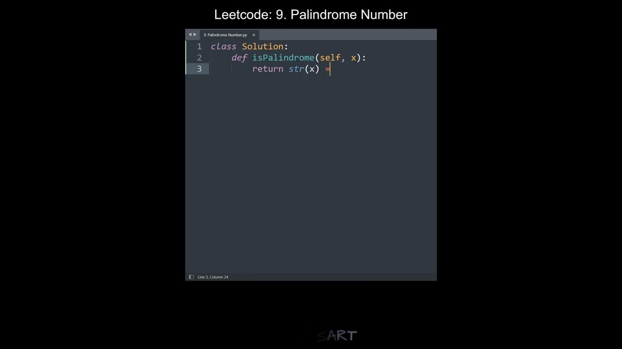 Leetcode 9. Palindrome Number in Python | Python Leetcode | Python Coding Tutorial | Interview