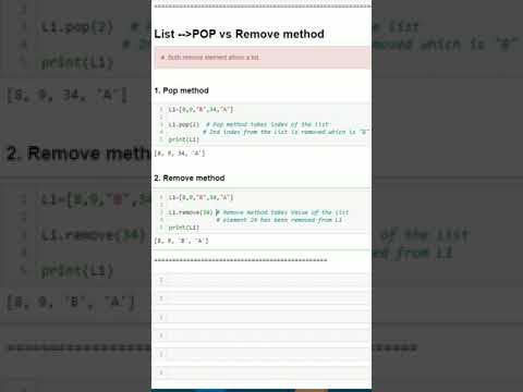 Python List Pop vs Remove method