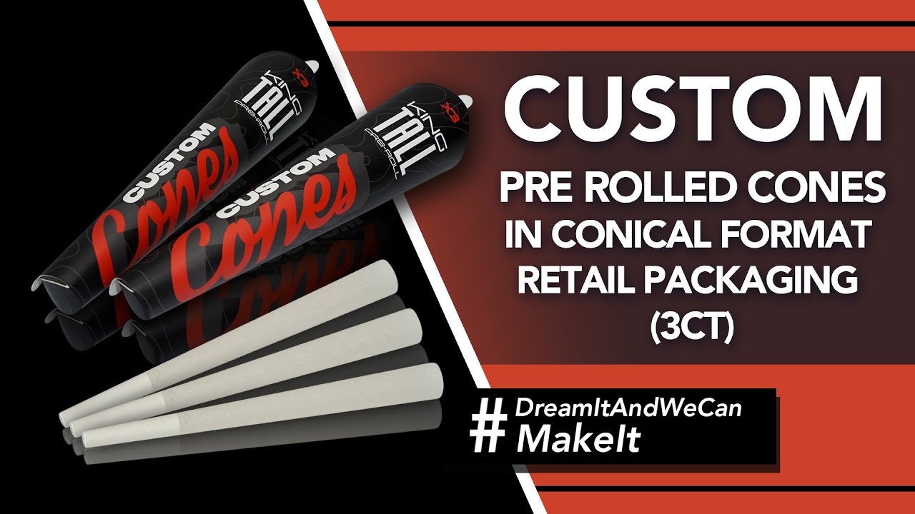 Custom Pre Rolled Cones in Conical Format Retail Packaging (3CT)