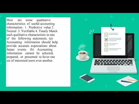 Here are some qualitative characteristics of useful accounting information 1. Predictive value 2....