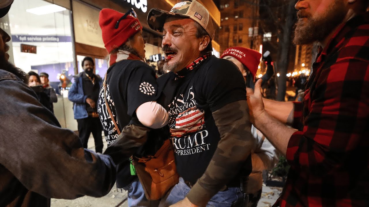 Proud Boys and Antifa clash as Trump supporters protest election result