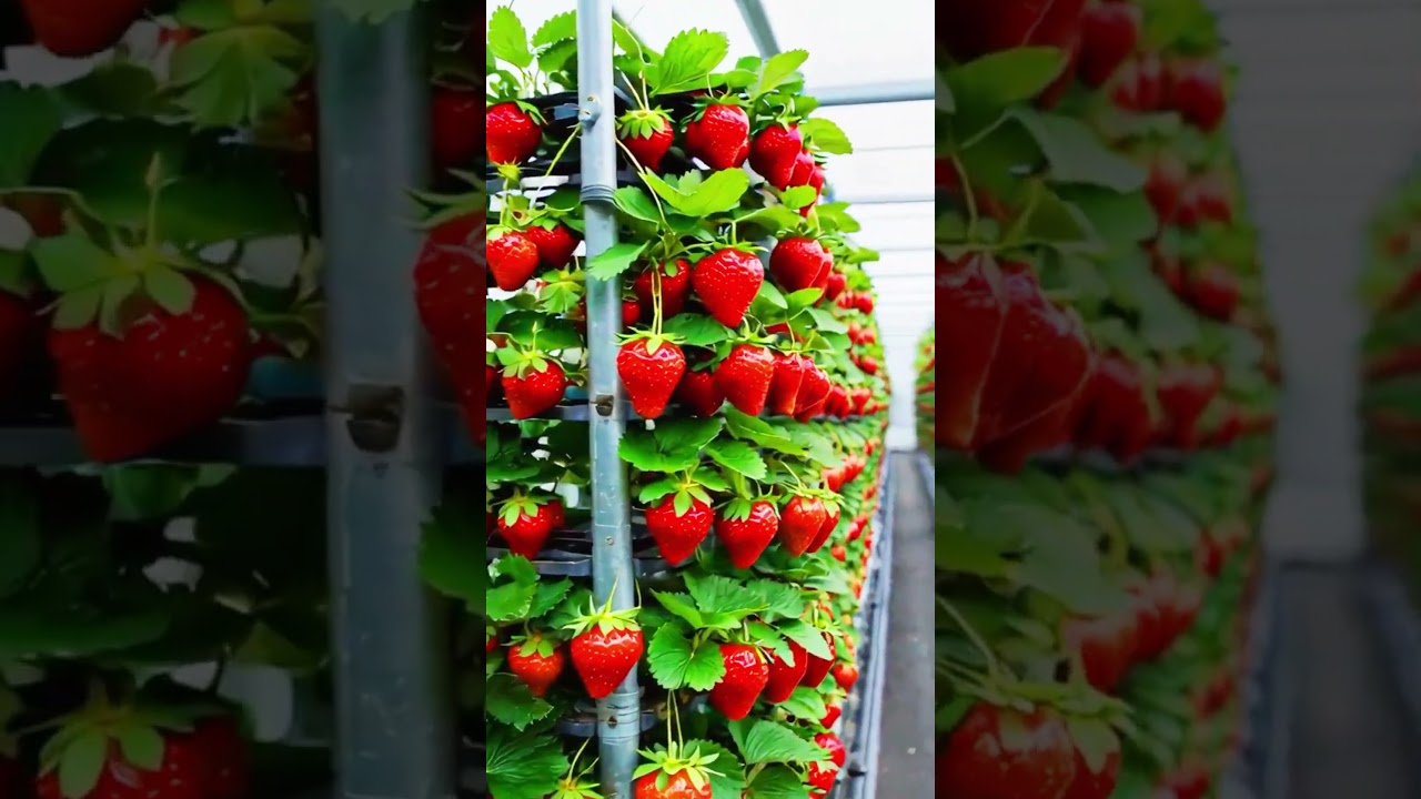 technique for growing strawberries hydroponically in a greenhouse #farming #agriculture #shorts