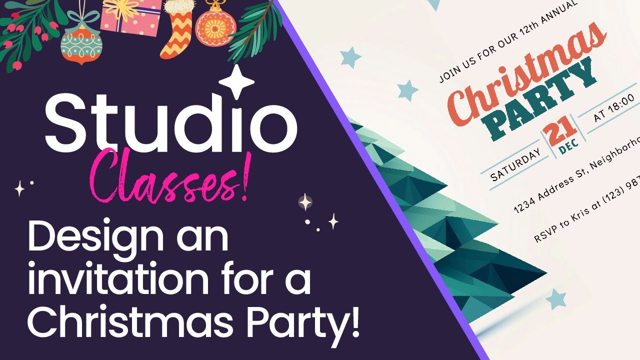 Studio Tutorial: How to Design Festive Christmas Party Invitations 🎄 | Easy Template Guide