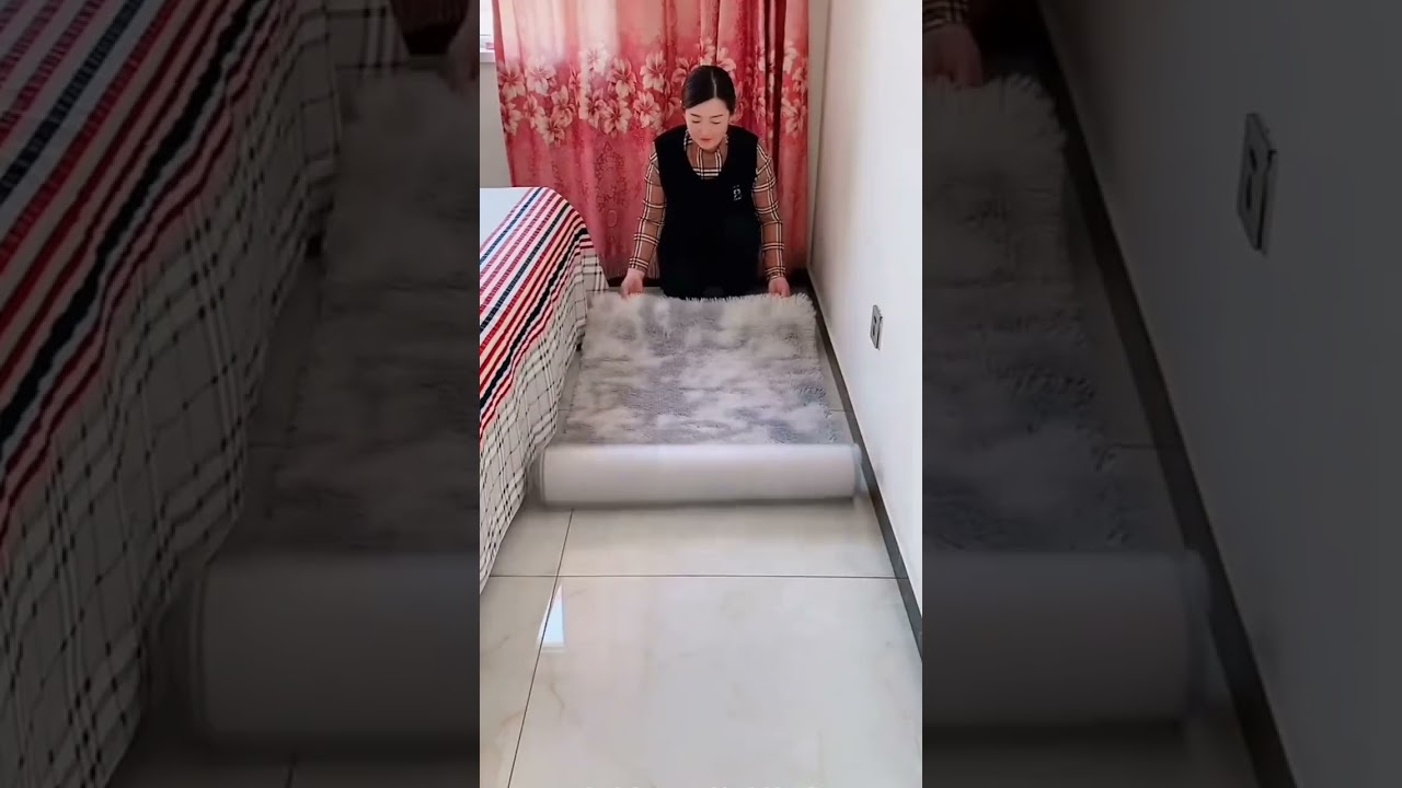 part 291#The bedroom bedside bed foot bed covered with this plush carpet, soft and short very❣️