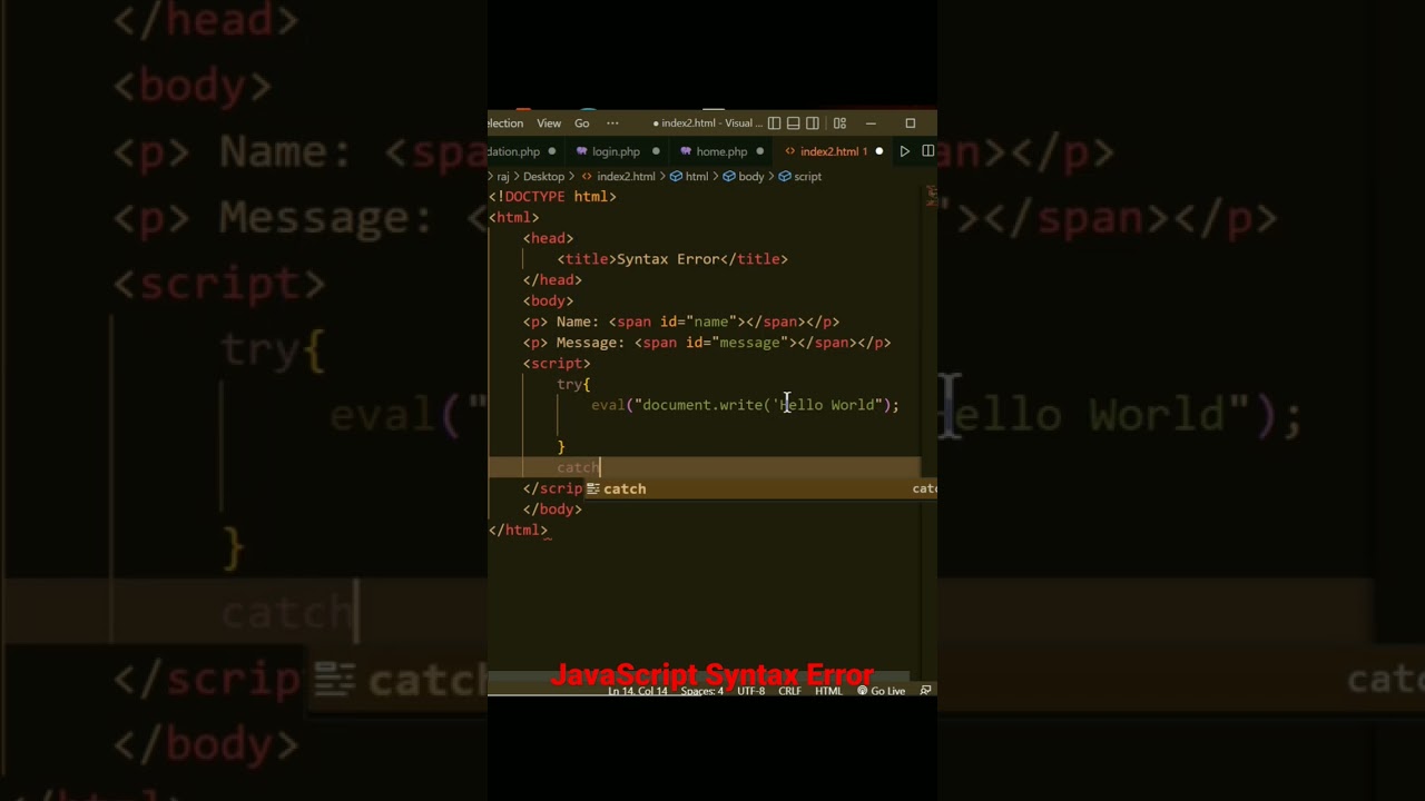 JS Syntax Error  #shorts