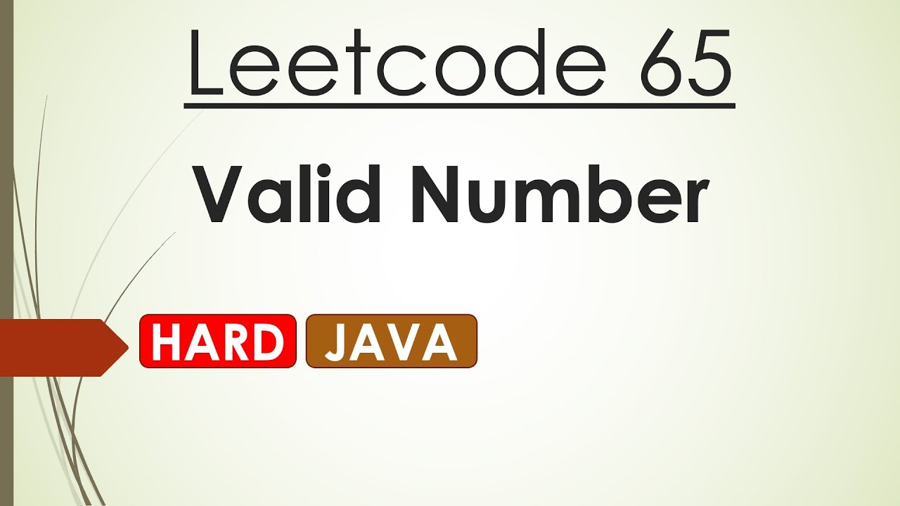 Leetcode 65 - Valid Number (Java)