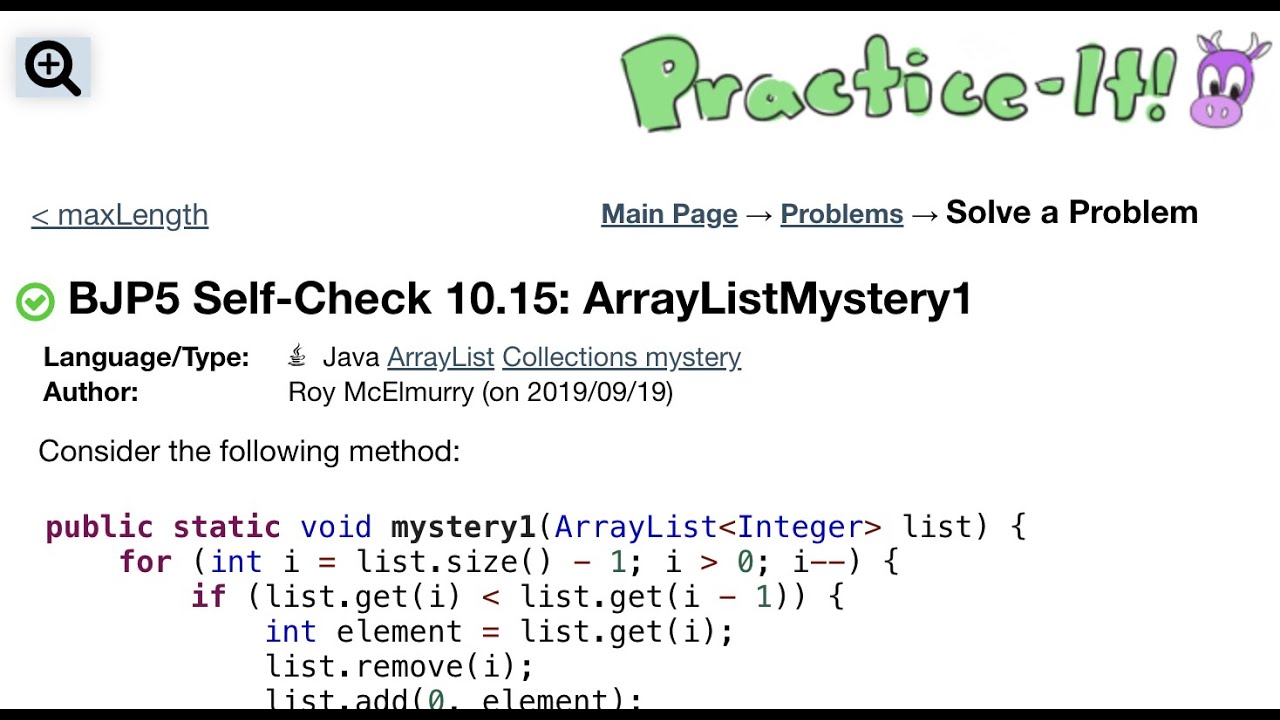Java Practice It | Self-check 10.15: ArrayListMystery1 | ArrayList, collections, array list, mystery