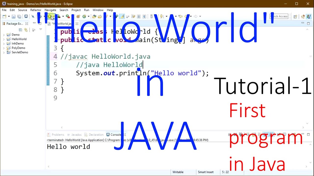 Hello World Java Program Tutorial-1 (2019) latest