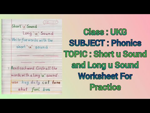 Short u and Long u Sound Worksheet For Practice